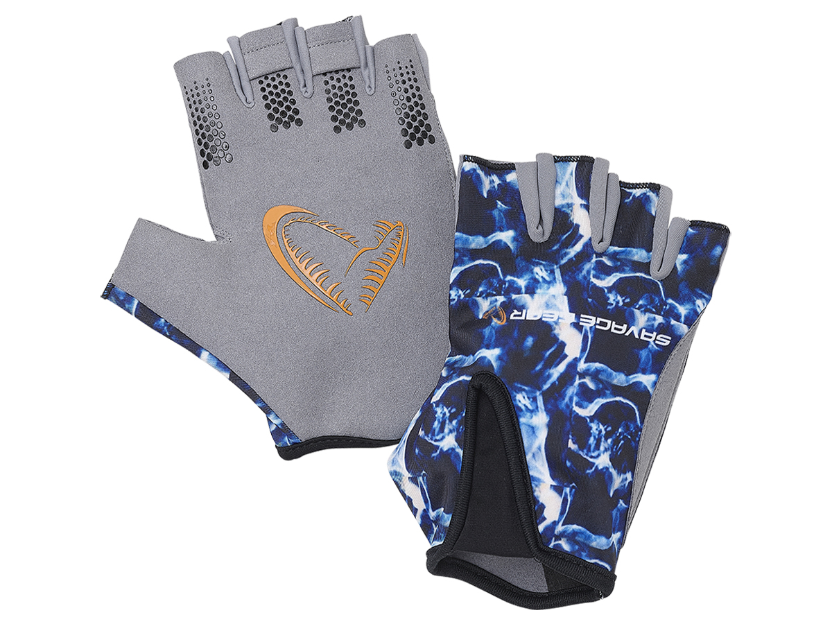 Savage Gear Gants doigts coupes mer Marine Half Glove Sea Blue Gants Magasin de peche PREDATEUR PECHE